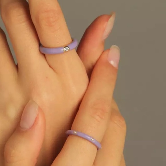 BaubleBar | Jewelry | Pair Of Enamel Stacking Rings 925 Sterling | Poshmark